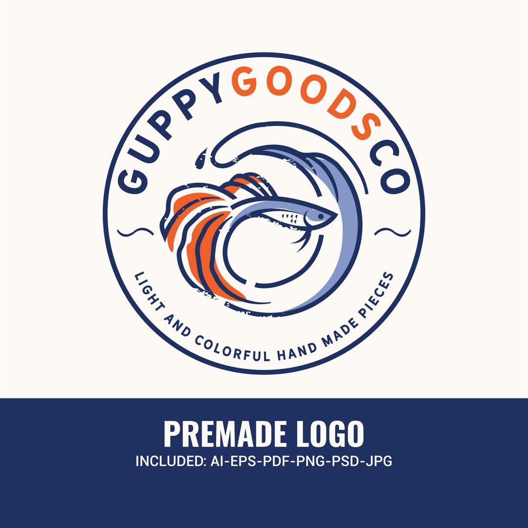 Guppy Fish Logo: Colorful Brand Design for Handmade Shops (digital ...