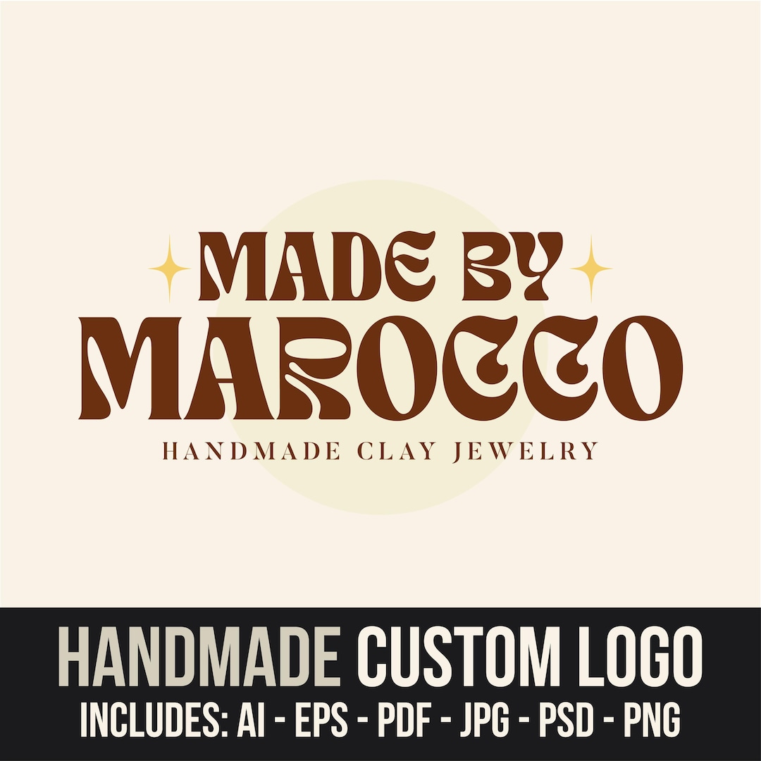 Handmade Logo for Clay Jewelry or Artisan Brands – Custom Retro Boho ...