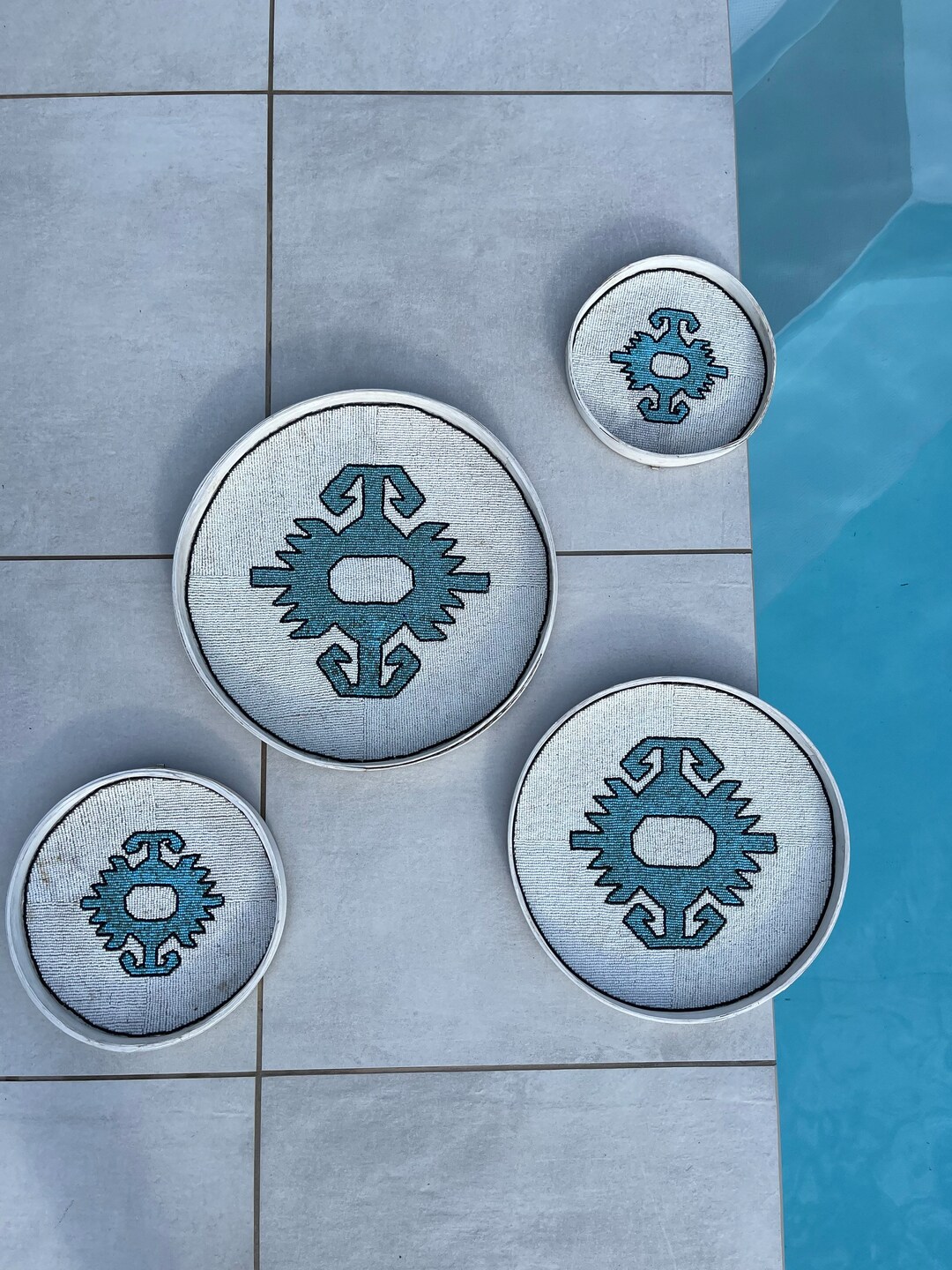 Fully Beaded Balinese Trays - 5 Sizes Available - Turquoise Blue and ...