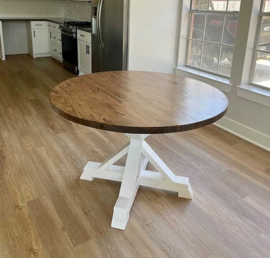 ABIGAIL Custom Round Dining Table Farmhouse Table 100% Solid Wood Table ...