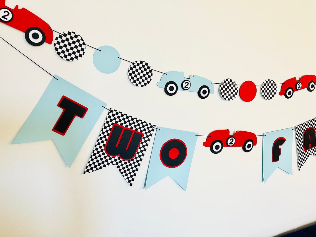 Two Fast Party Banner, Race Car Birthday Banner, Race Car Birthday ...