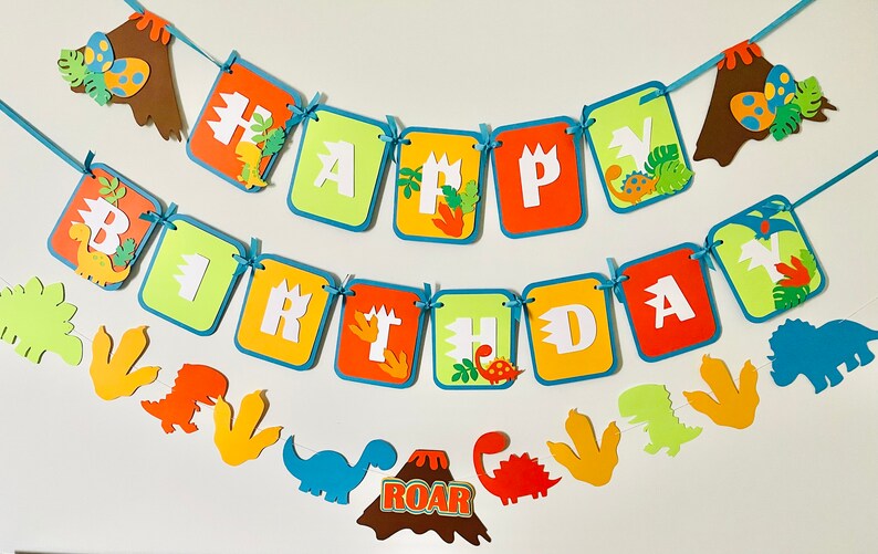 Dinosaur Birthday Banner Dino Party Decoration - Etsy