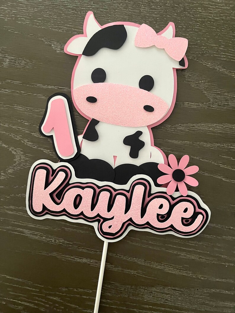 Cow Cake Topper Pink Cow Birthday Cake Topper Holy Cow - Etsy