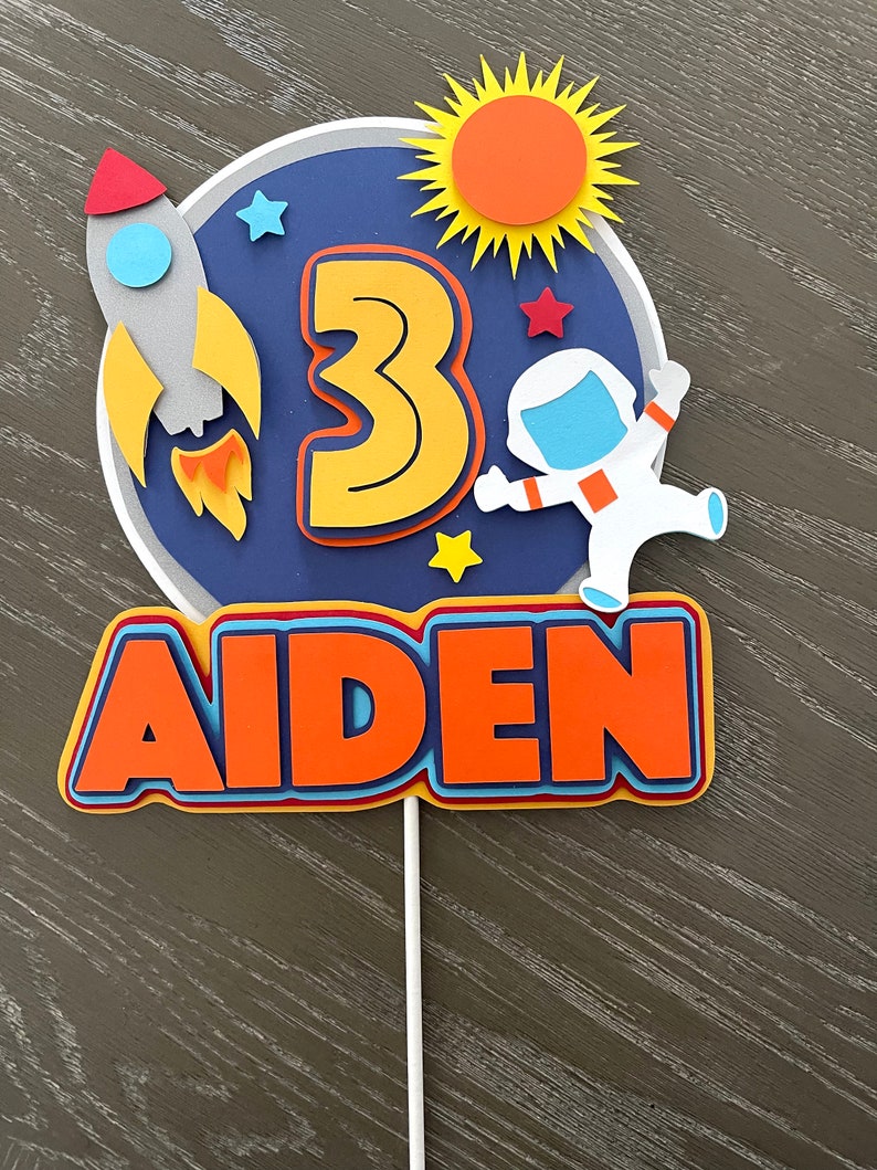 Space Cake Topper Outer Space Birthday Decoration | Etsy