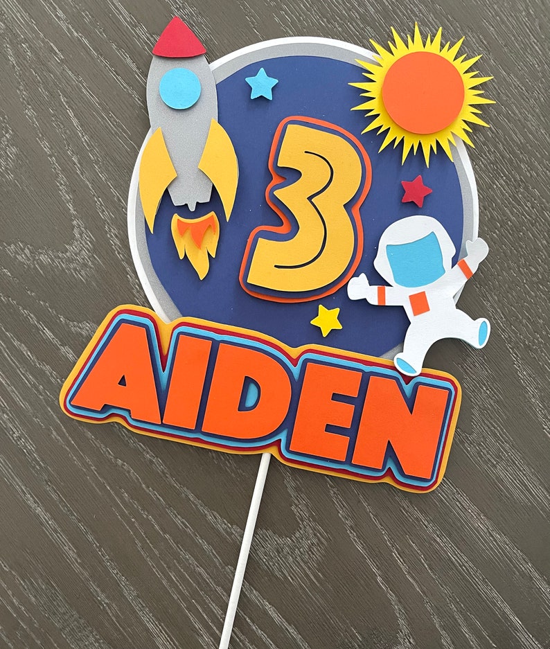 Space Cake Topper Outer Space Birthday Decoration | Etsy