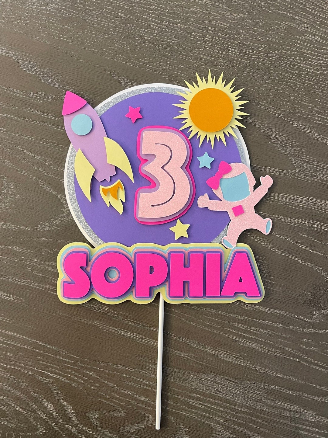 Pink Space Cake Topper, Outer Space Birthday Decoration - Etsy