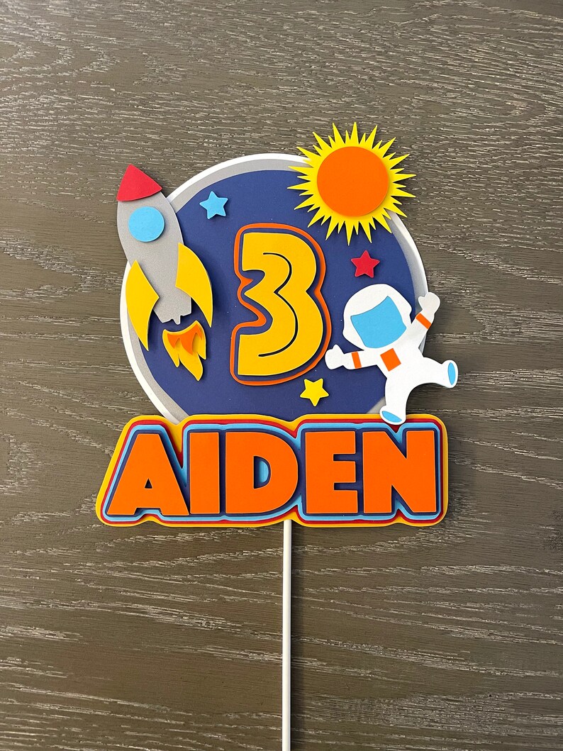 Space Cake Topper Outer Space Birthday Decoration | Etsy
