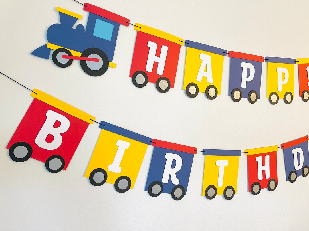 Train Birthday Banner, Train Birthday Decoration, Chugga Chugga Two Two ...