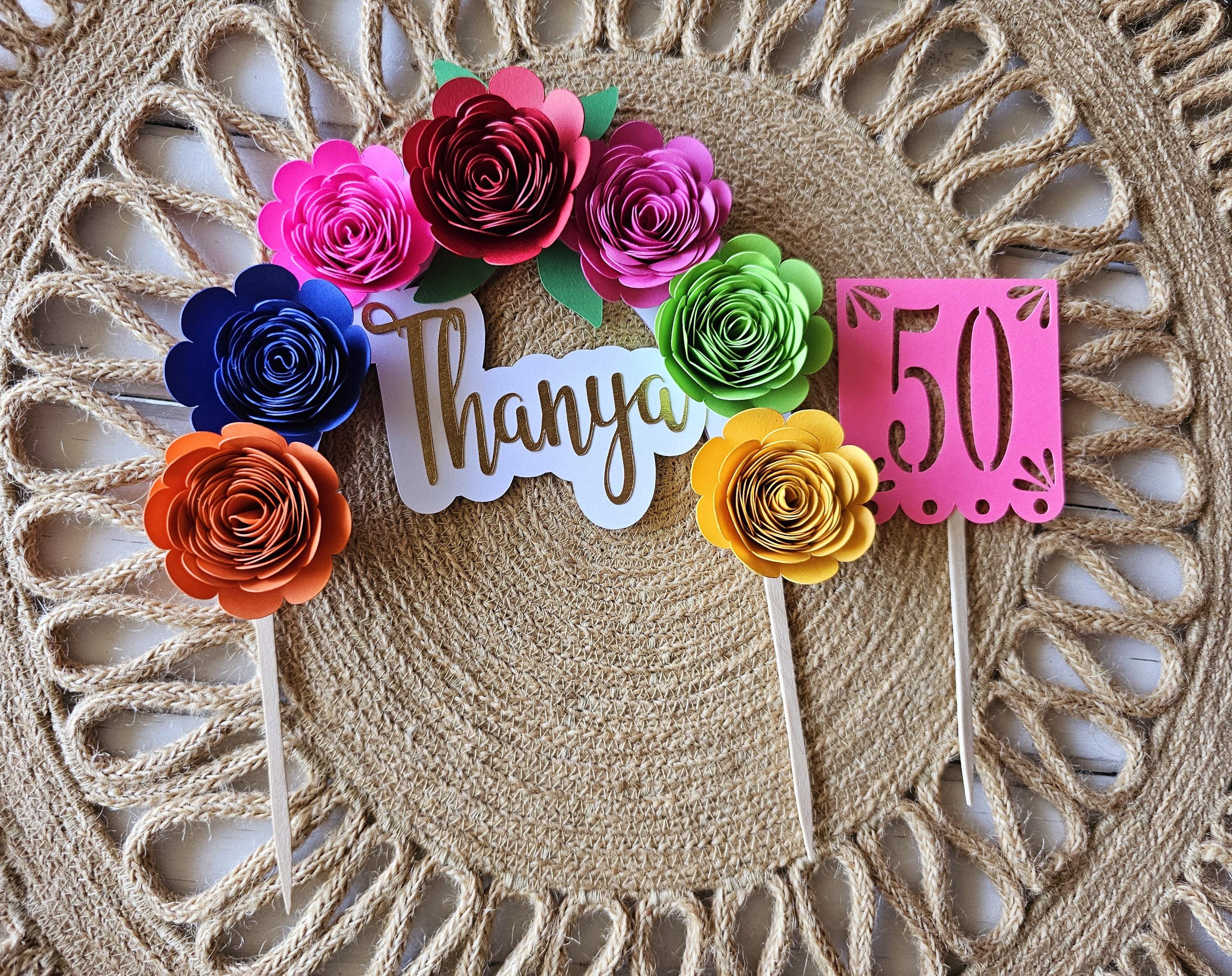 Fiesta Cake Topper | Papel Picado Topper | Flower Cake Topper | Cinco ...