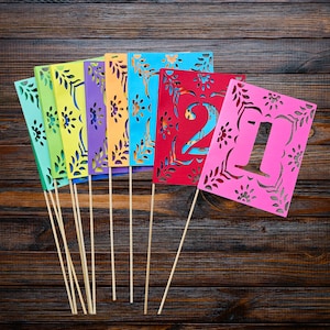 White Papel Picado Table Numbers Topper / Colorful Papel Picado Table ...