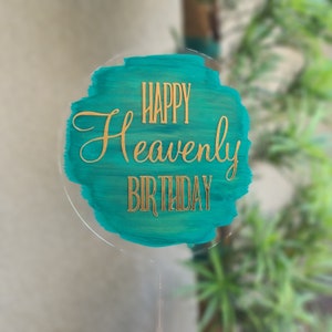 Acrylic Topper Happy Heavenly Birthday Cake Topper | in Memory of Cake ...