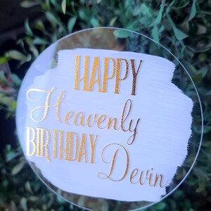 Acrylic Topper Happy Heavenly Birthday Cake Topper in Memory - Etsy