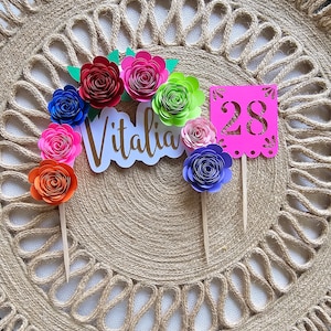 Fiesta Cake Topper Papel Picado Topper Flower Cake Topper Cinco De Mayo ...