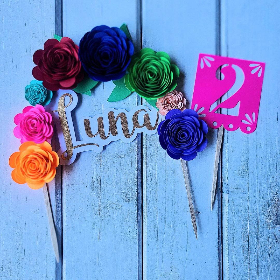 Fiesta Cake Topper Papel Picado Topper Flower Cake Topper - Etsy