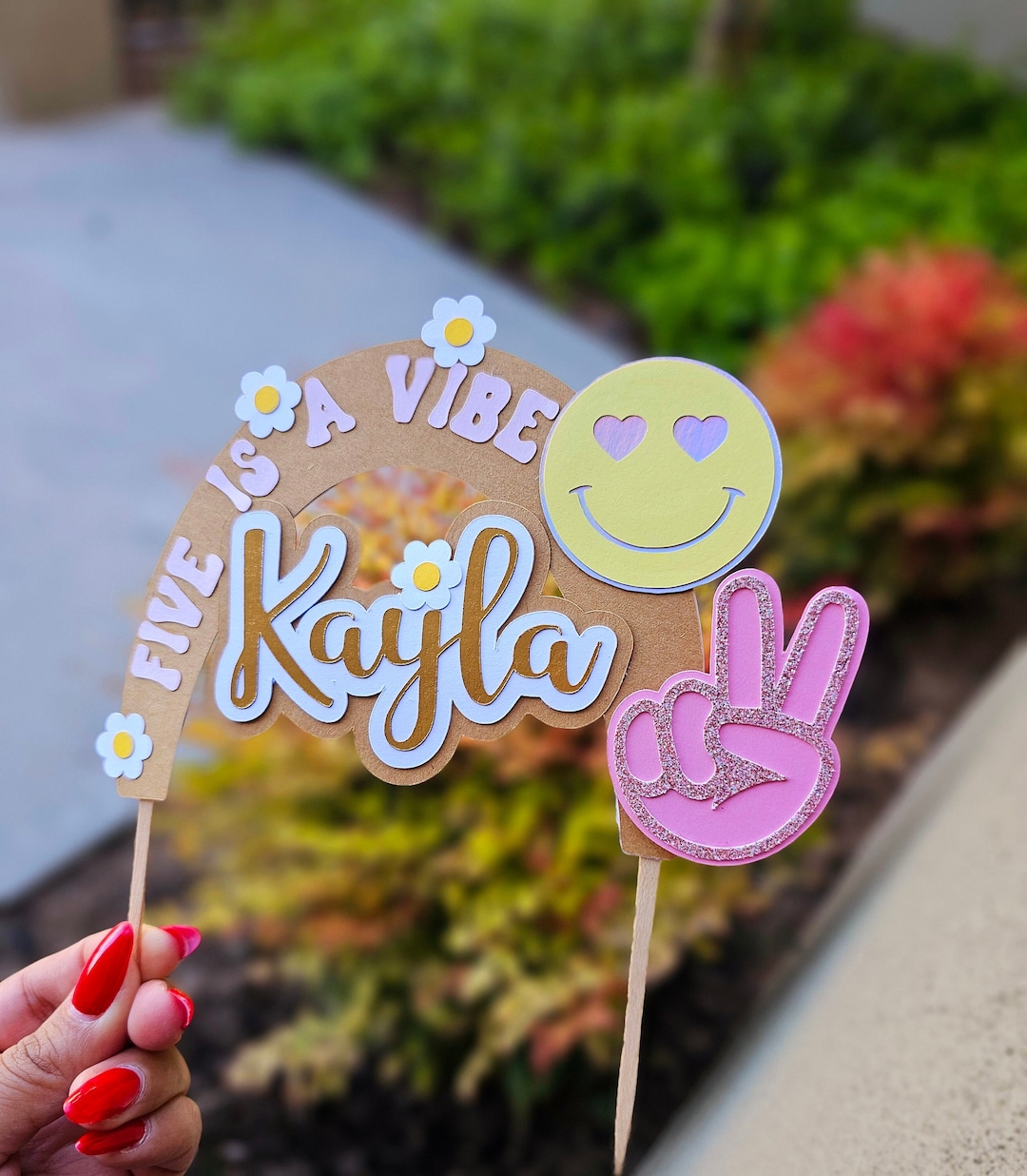Groovy Birthday Decor Daisy Cake Topper | Five is a Vibe Two Groovy ...
