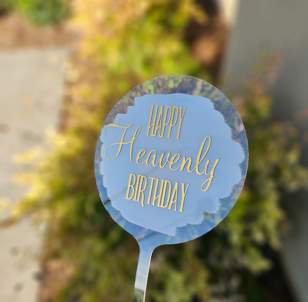 Acrylic Topper Happy Heavenly Birthday Cake Topper in Memory of Cake ...