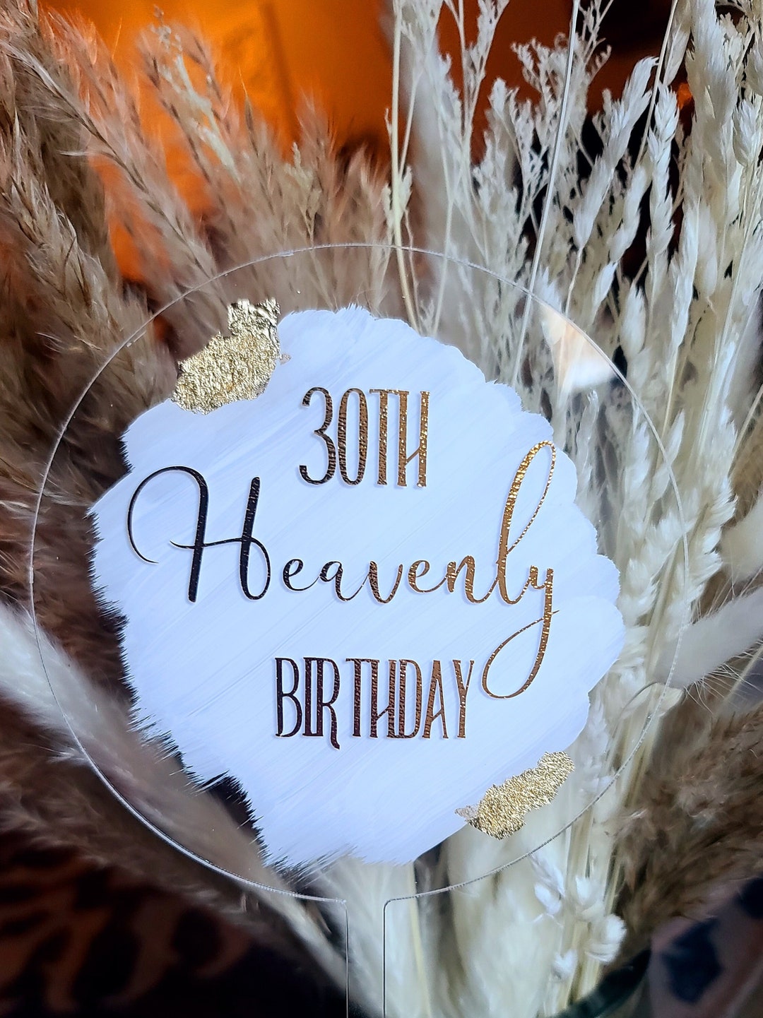 Happy Heavenly Birthday Cake Topper, Personalized Acrylic Round Topper ...