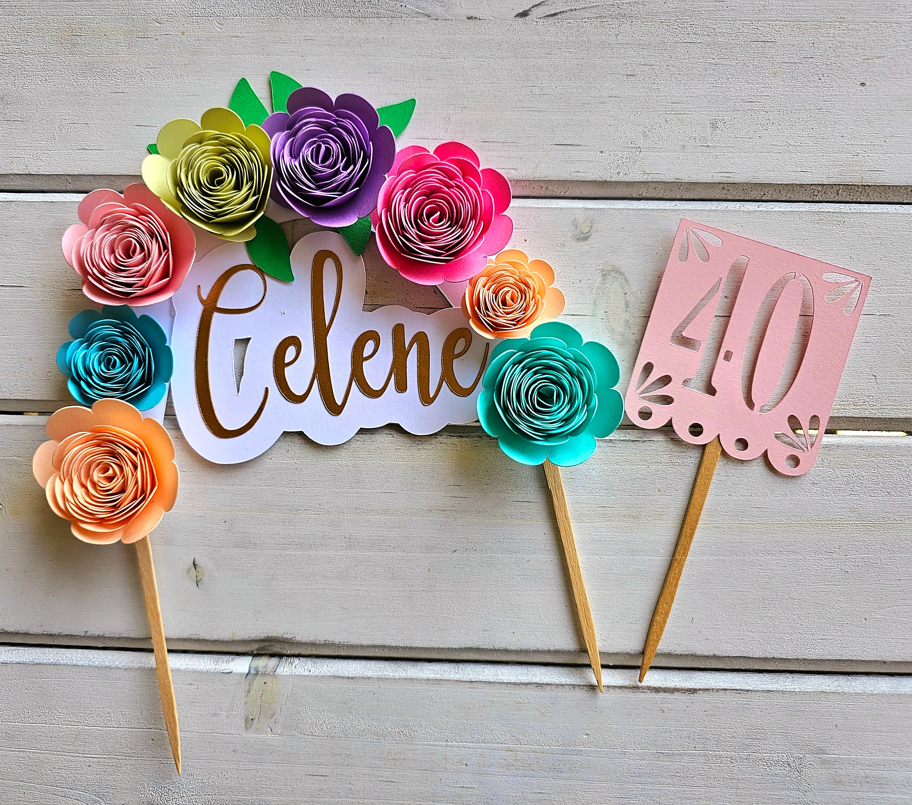 Fiesta Cake Topper | Papel Picado Topper | Flower Cake Topper | Cinco ...
