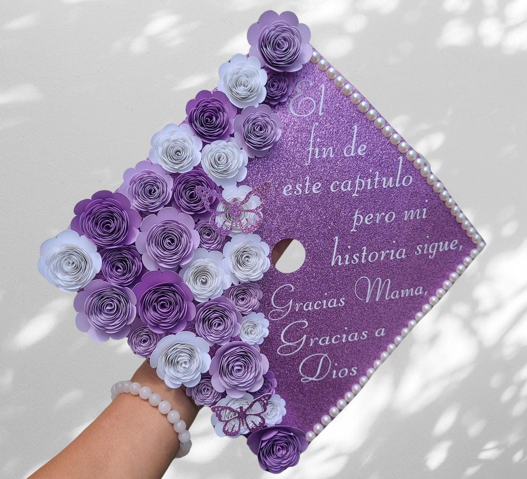 Custom Graduation Cap Topper Personalized Grad Cap Topper Roses Purple ...