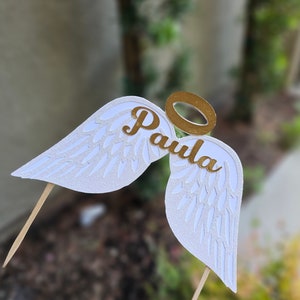 Angel Wings With Halo Cake Topper Happy Heavenly Birthday in Loving ...