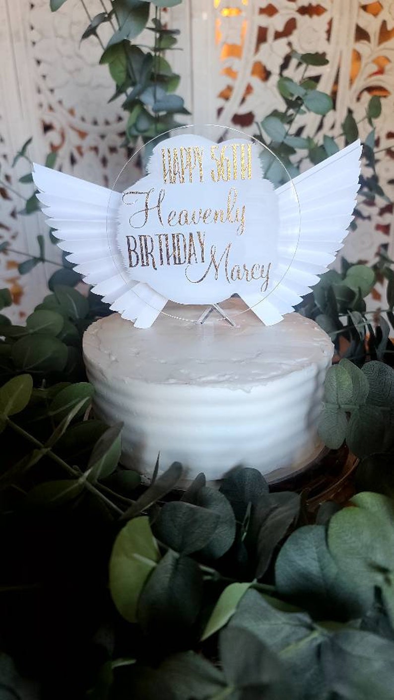Acrylic Topper Happy Heavenly Birthday Cake Topper in Memory - Etsy