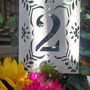 White Papel Picado Table Numbers Topper / Colorful Papel Picado Table ...