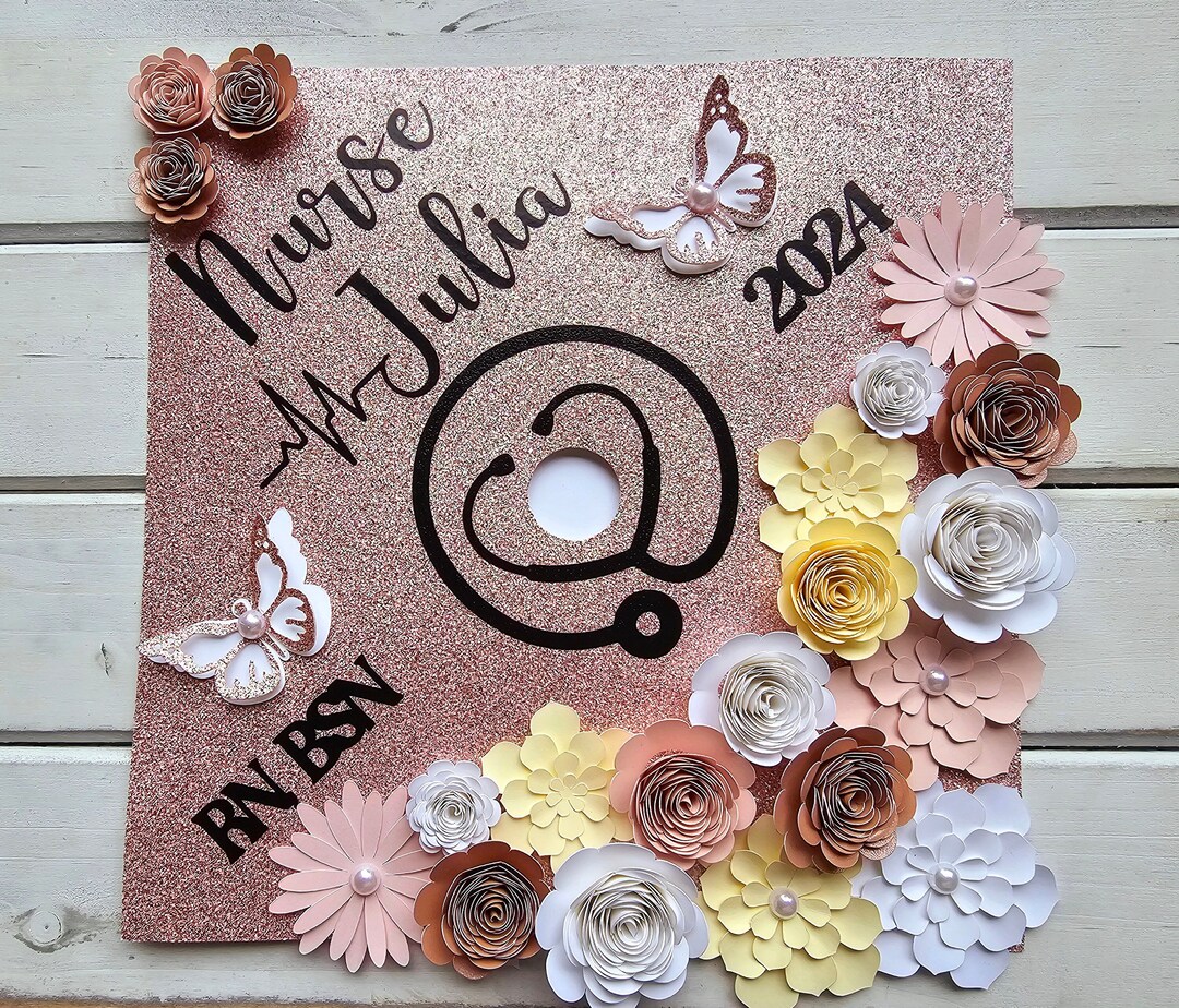 Nurse Graduation Cap Topper Custom/ Personalized/ Light Pink Blush ...