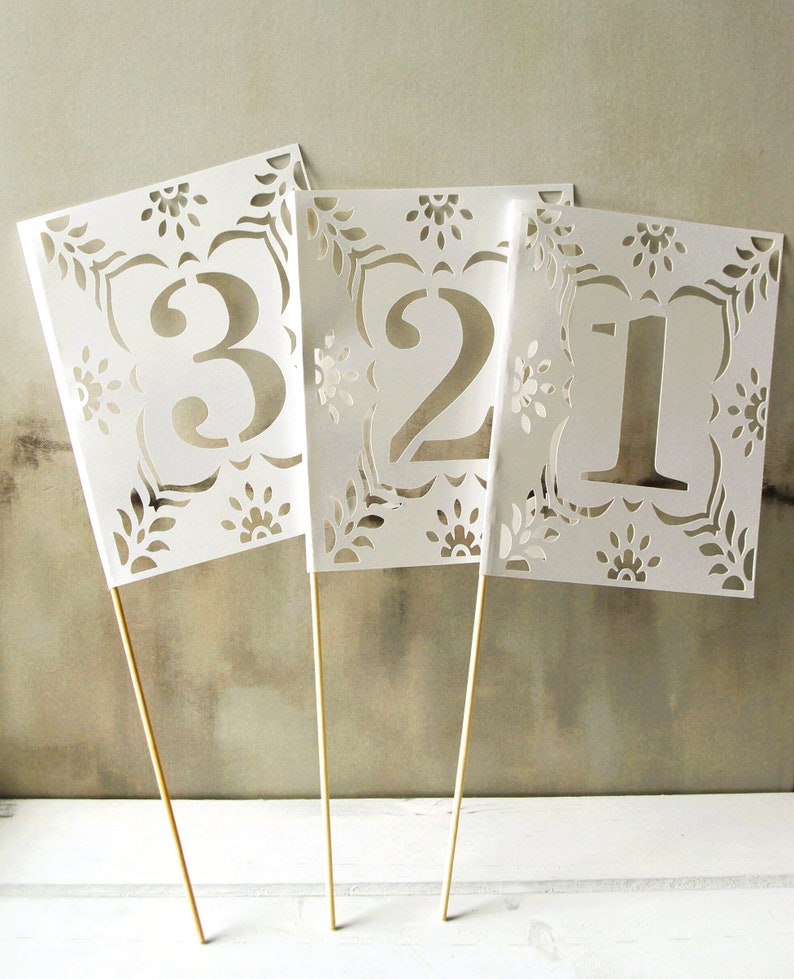White Papel Picado Table Numbers Topper / Colorful Papel Picado Table ...