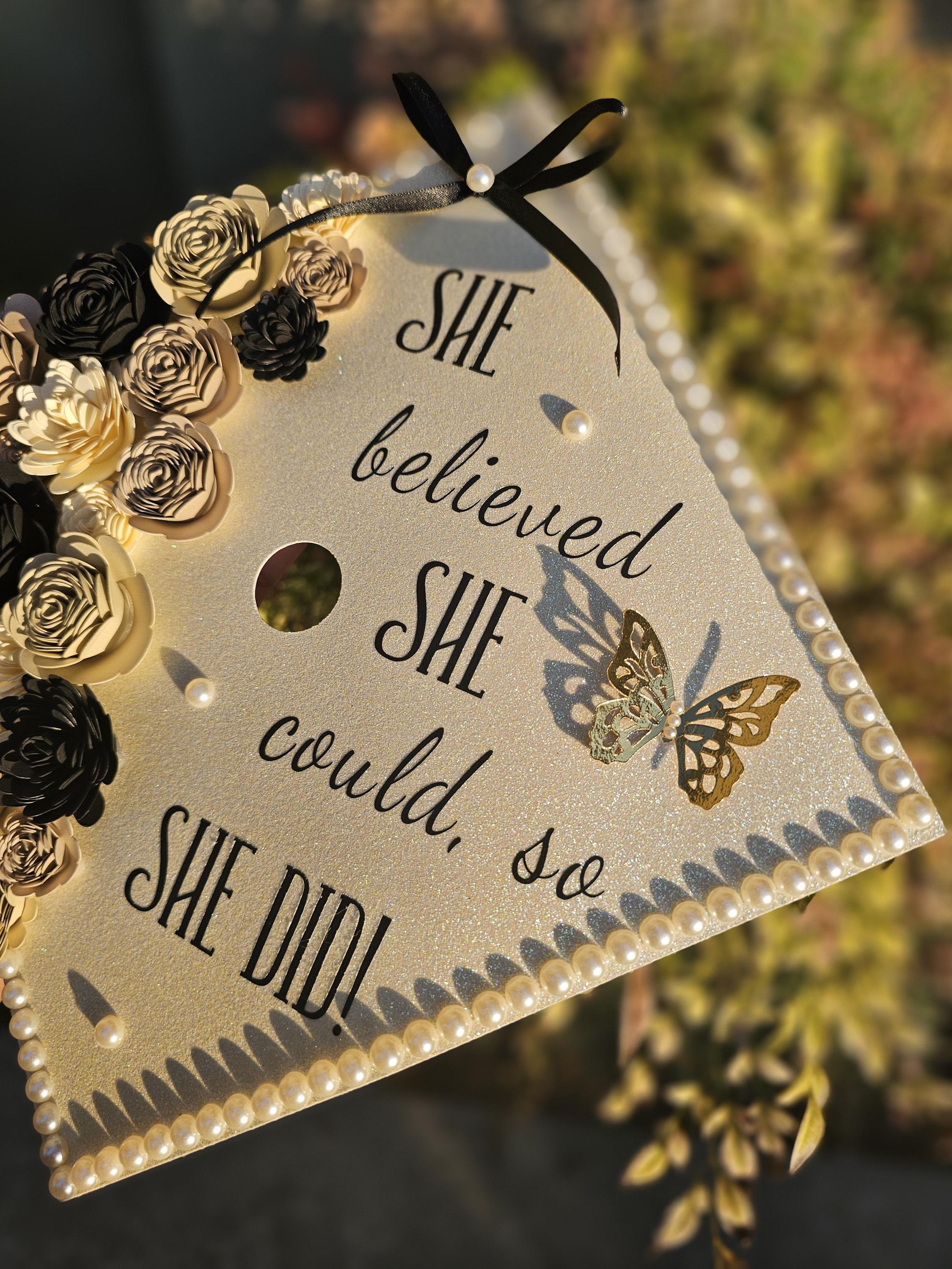 Graduation Cap Topper Custom/ Personalize/ 3D Flowers Roses and ...