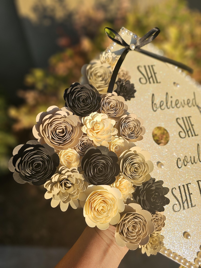Graduation Cap Topper Custom/ Personalize/ 3D Flowers Roses and ...