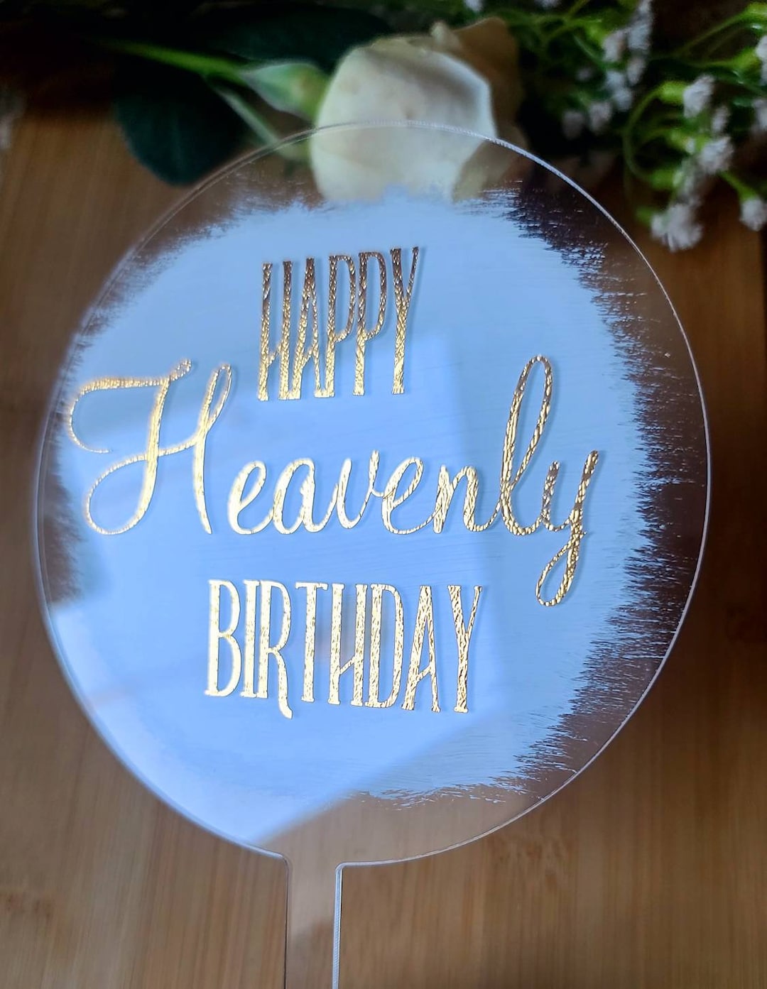 Acrylic Topper Happy Heavenly Birthday Cake Topper in Memory - Etsy