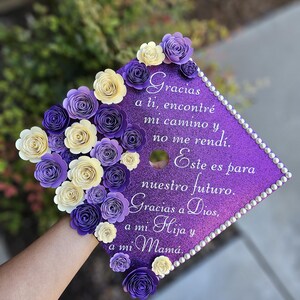 Custom Graduation Cap Topper Personalized Grad Cap Topper Roses Purple ...