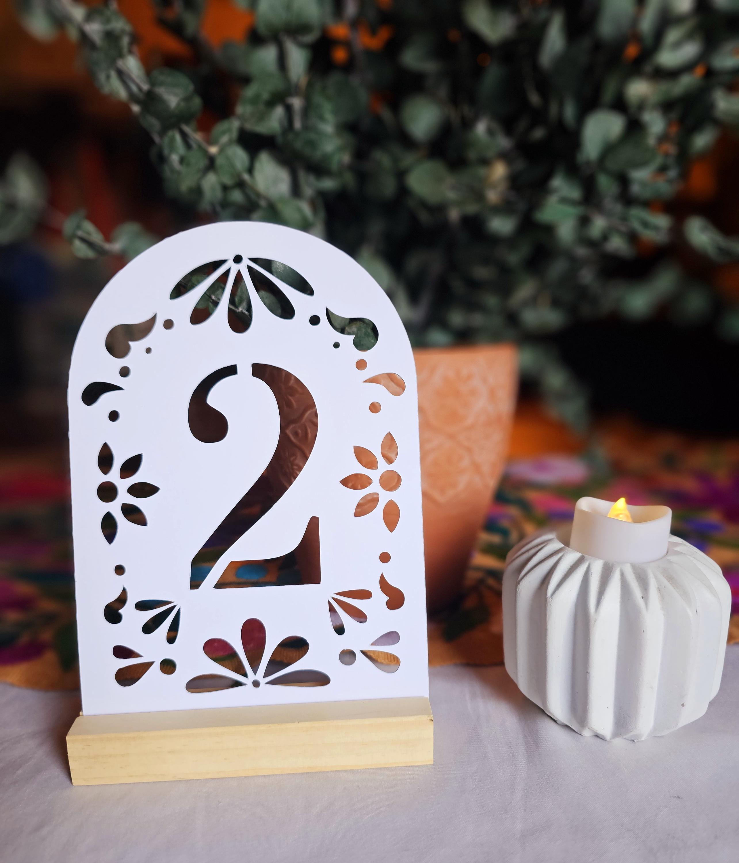 White Papel Picado Table Numbers Topper/ Mexican Aesthetic Table ...