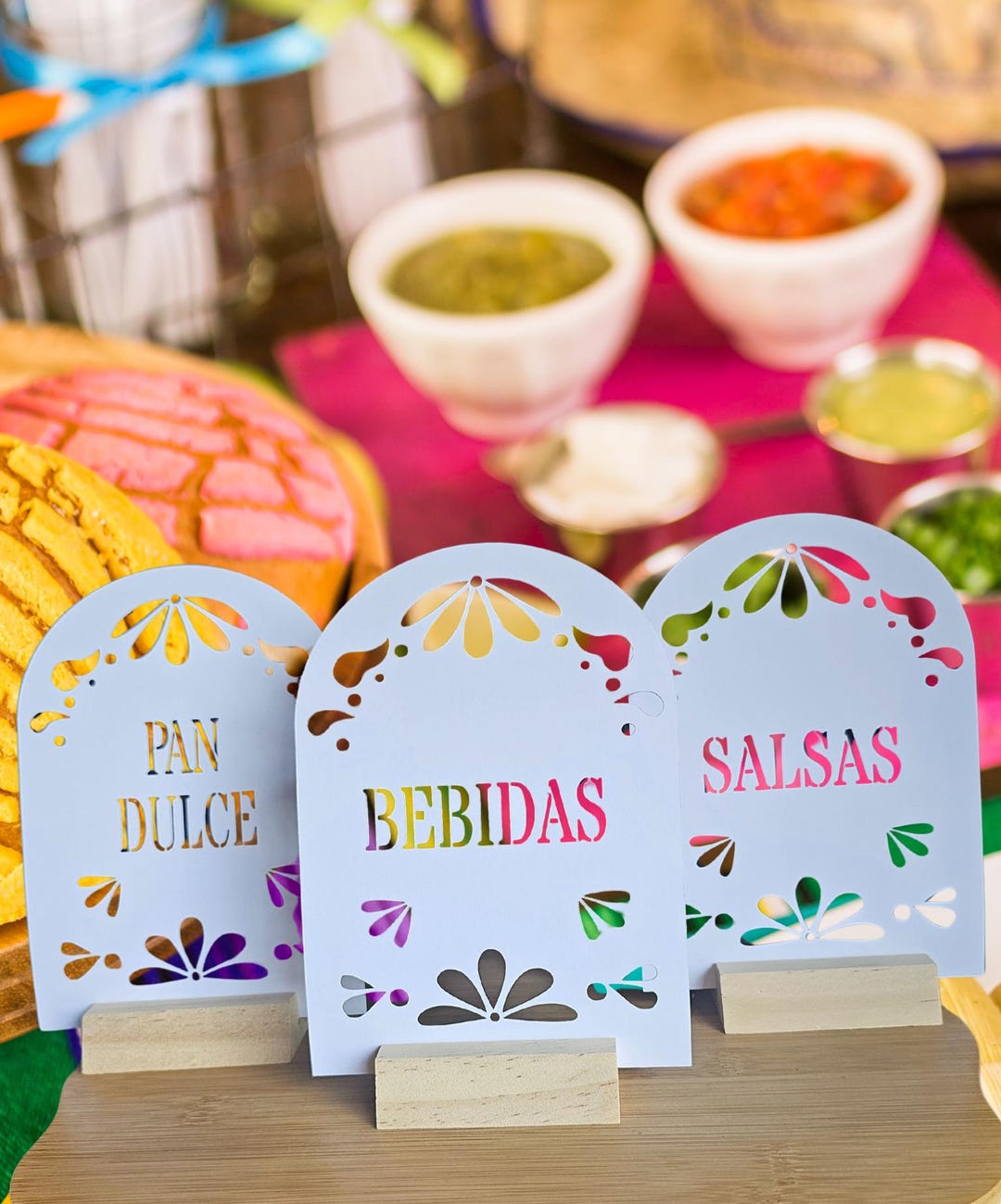 White Papel Picado Signs Topper/ Mexican Aesthetic Food Labels Table ...