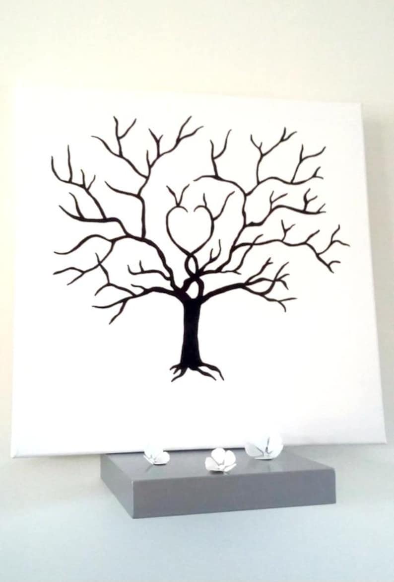 Fingerprint Tree, Guest Book "the Tree of Love" Entirely Hand-painted ...