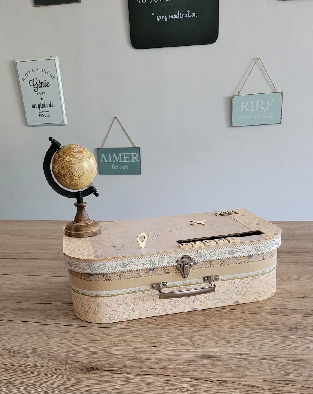 Urn, Suitcase Piggy Bank for Wedding, Birthday, Retirement Travel Theme ...