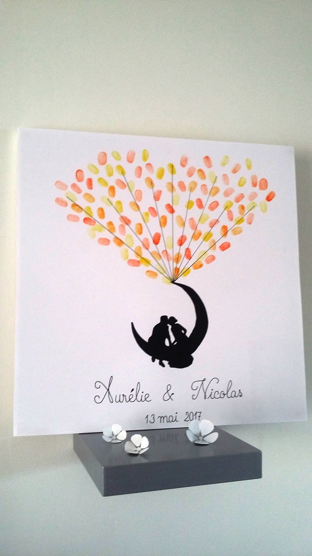 Footprint Canvas I Asked the Moon, Wedding, PACS, Wedding Anniversary ...