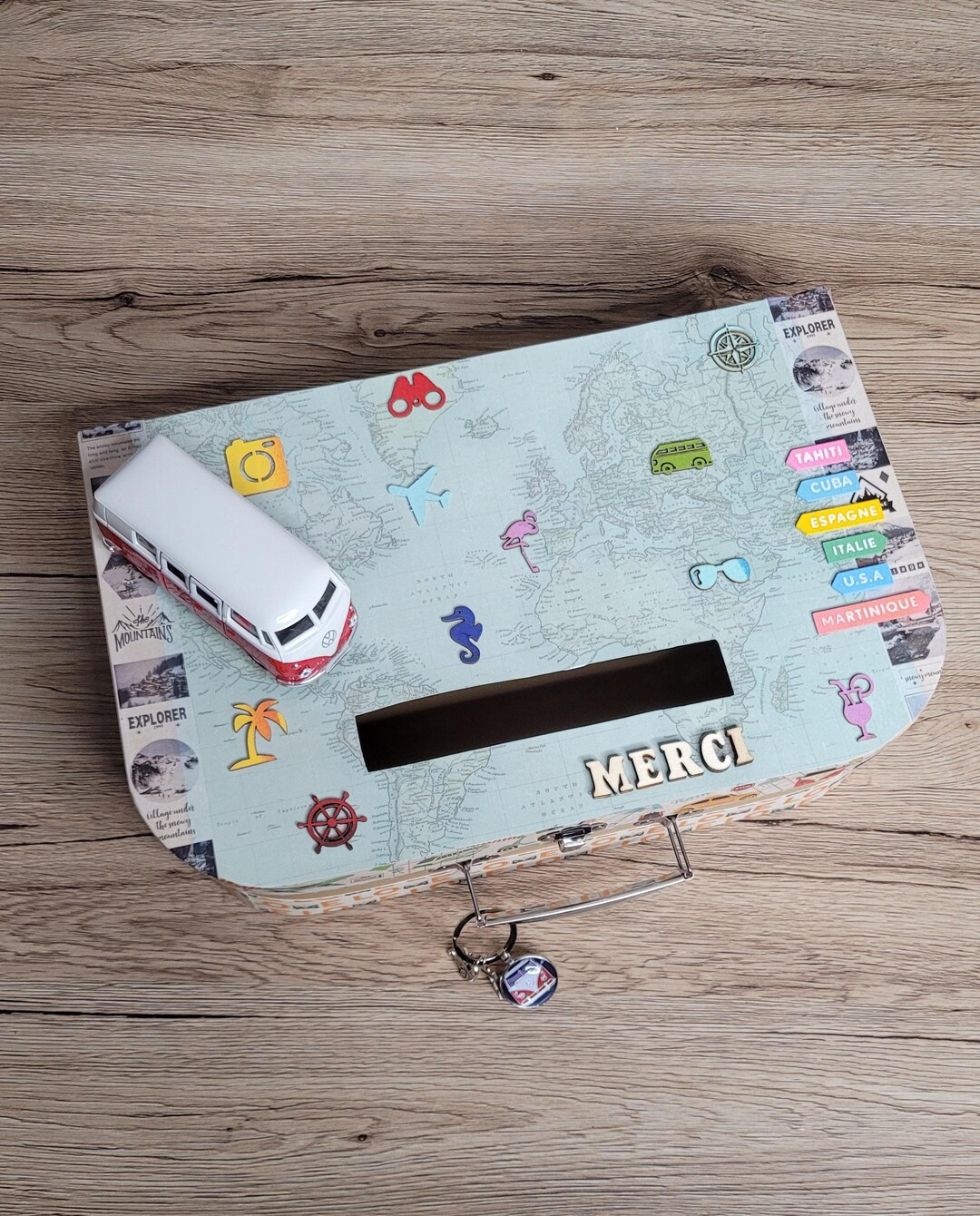 Urne valise van pour mariage, anniversaire, retraite … thème voyage ...