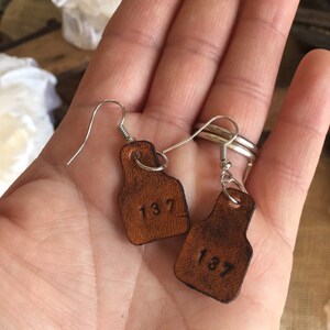 MINI EAR TAG stamped or Branded Small Ear Tag Earring - Etsy