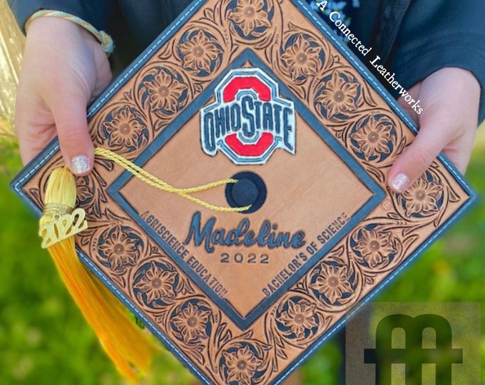 Custom Tooled Leather Graduation Cap Topper - Etsy