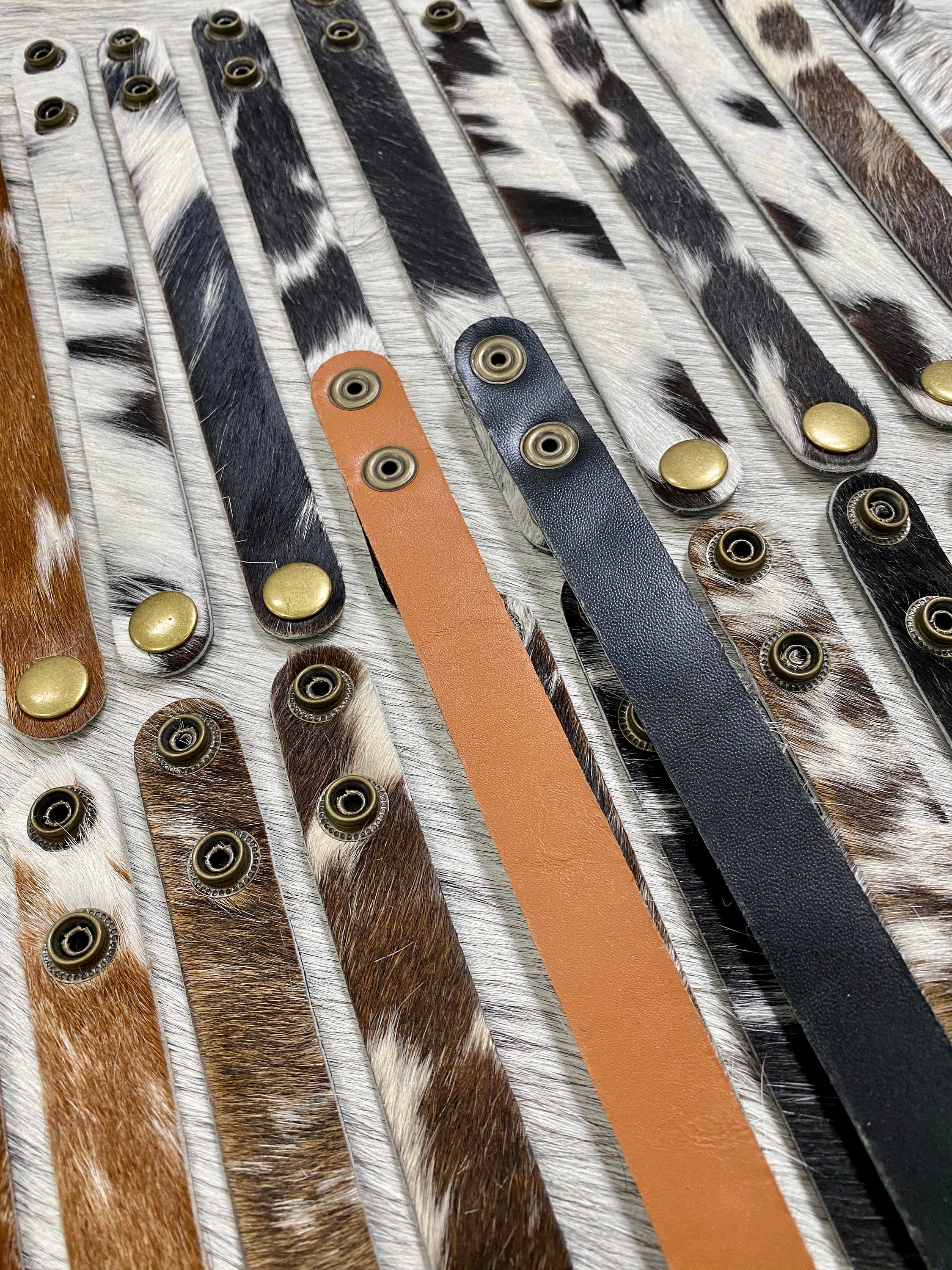 100% Brazilian Cowhide Bracelet / Hair on Cowhide Leather Cuff Cowhide ...