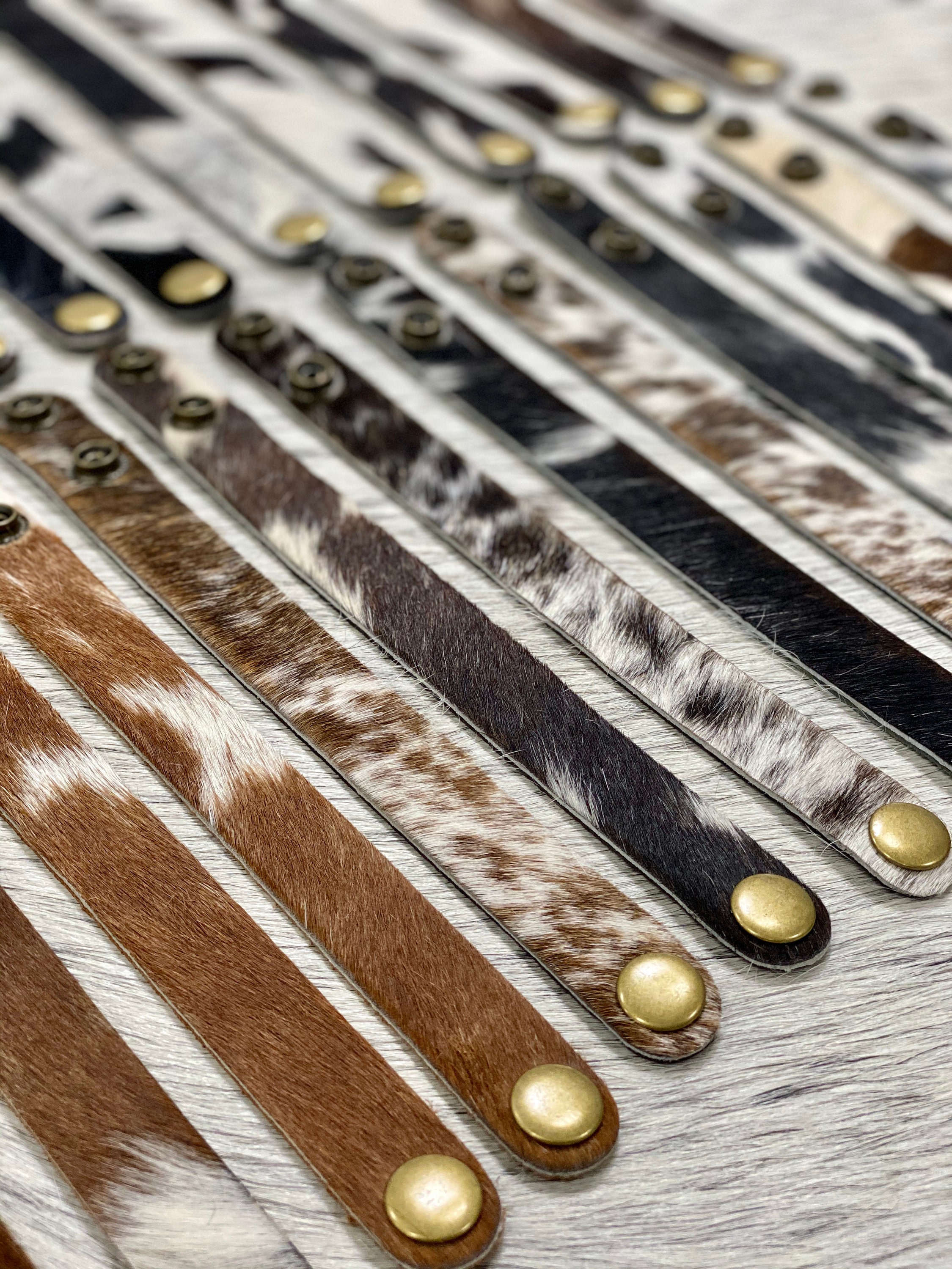100% Brazilian Cowhide Bracelet / Hair on Cowhide Leather Cuff Cowhide ...