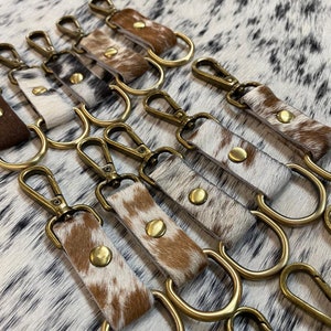 100% Brazilian Cowhide Keychain/ Primecut Cowhide Keyring - Leather Key ...