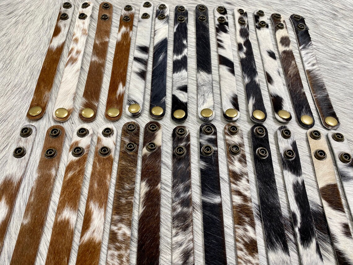 100% Brazilian Cowhide Bracelet / Hair on Cowhide Leather Cuff Cowhide ...