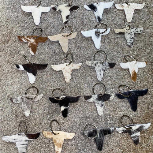 100% Real Brazilian Hanging Cowhide Tag Keychain With Leather - Etsy