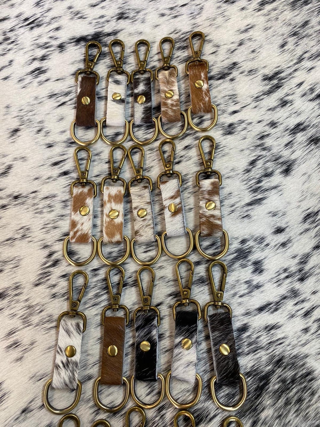 100% Brazilian Cowhide Keychain/ Primecut Cowhide Keyring - Leather Key ...