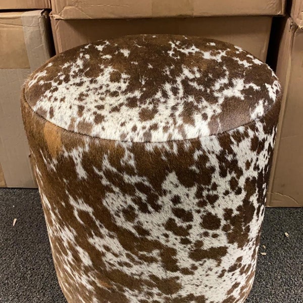 Round Cowhide Stool - Etsy