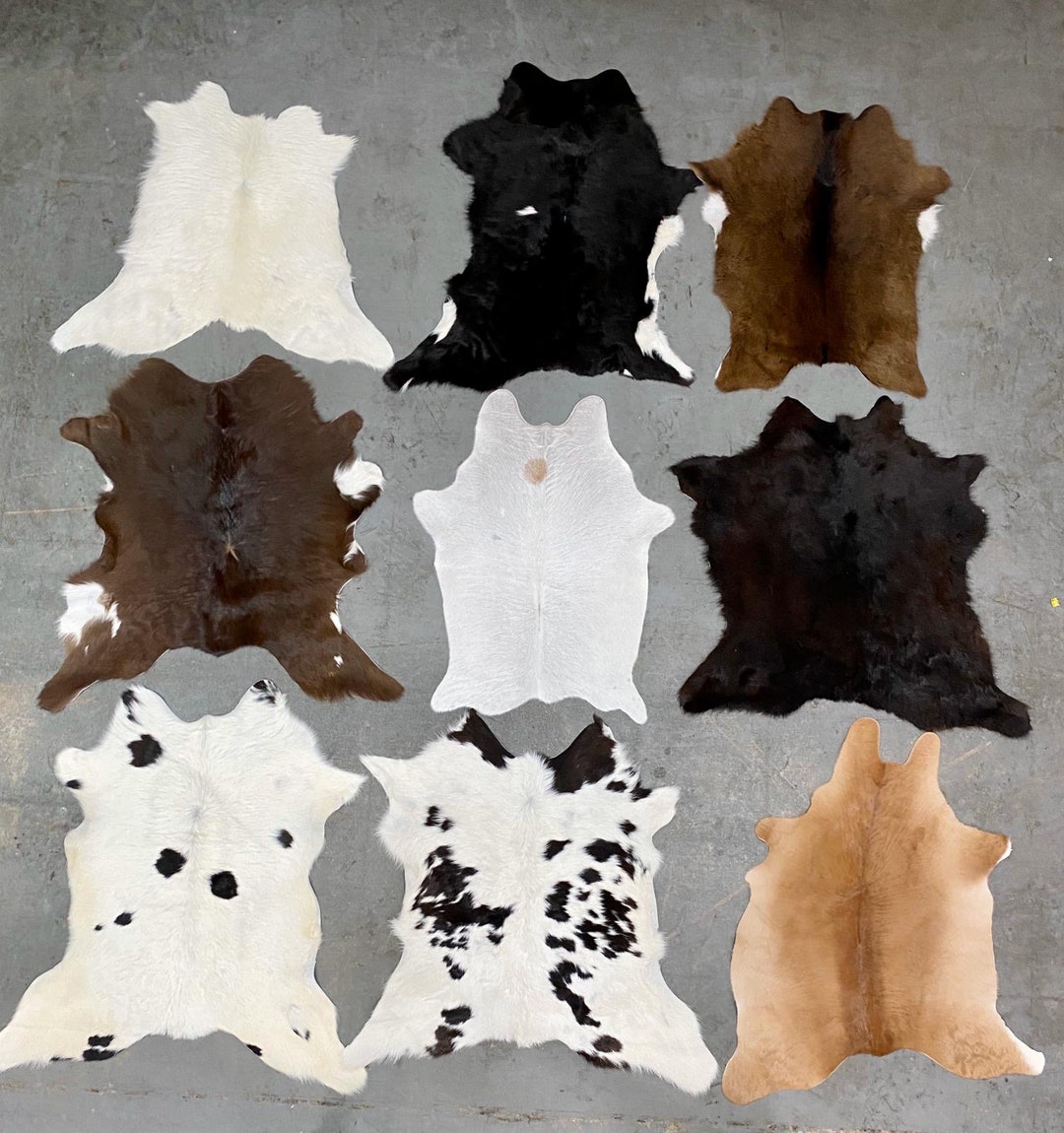 100 % Real Calf Hide/ Cow Skin Cowhide Rug Leather Area Rug 3 X 2 Ft ...