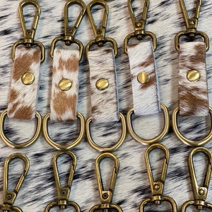 100% Brazilian Cowhide Keychain/ Primecut Cowhide Keyring - Leather Key ...