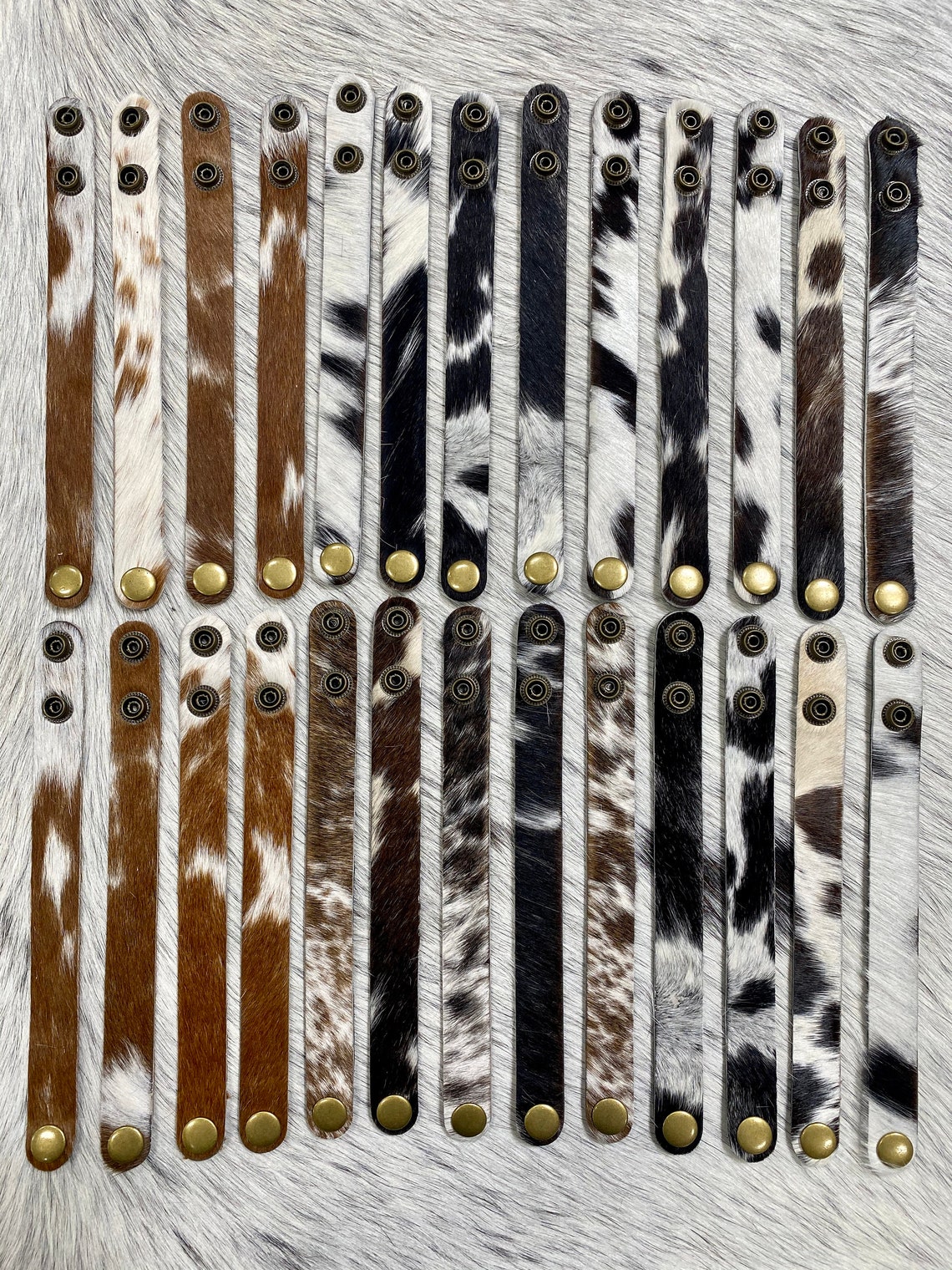 100% Brazilian Cowhide Bracelet / Hair on Cowhide Leather Cuff Cowhide ...